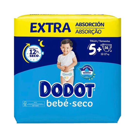 Dodot Bebé Seco Extra Absorción T-5+ 56 Uds - Dodot